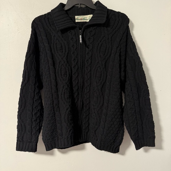 Aran Crafts | Sweaters | Aran Crafts Black 0 Merino Wool Irish Cable ...
